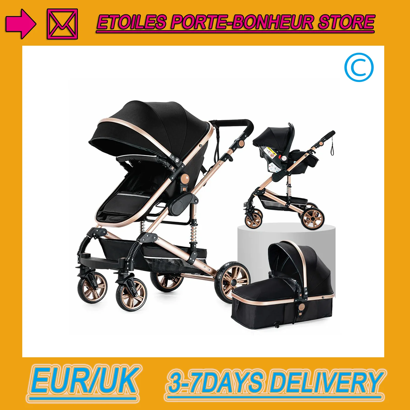 Carrinho-De-Bebe-Luxury-Baby-Stroller-3-in-1-Portable-Travel-Baby ...