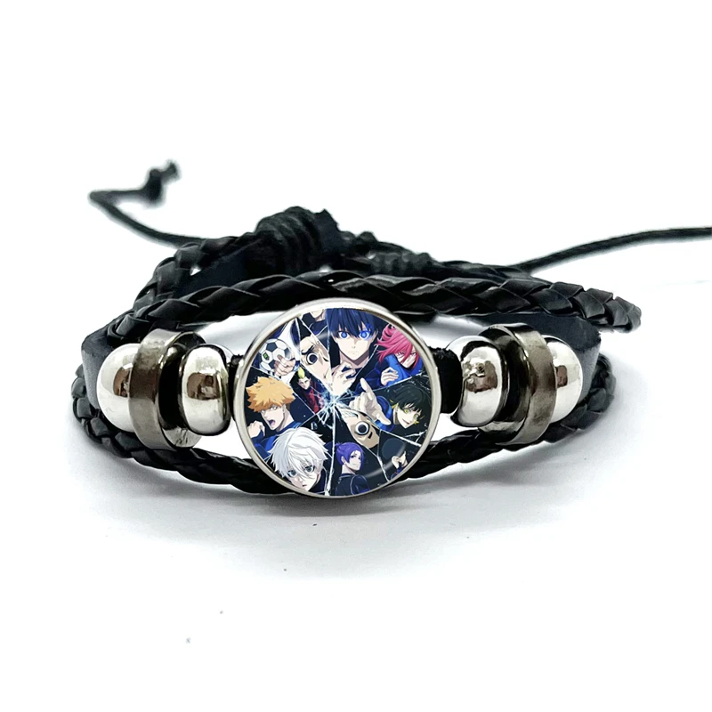 Pulsera de cuero con cierre azul de Anime para hombre y mujer ...