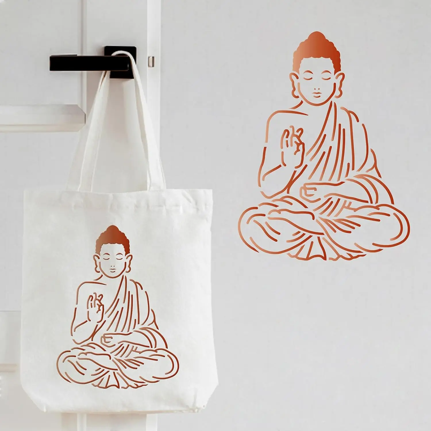Buddha Schablone Canvas Print Blue Zen Buddha And Flower, Nature In