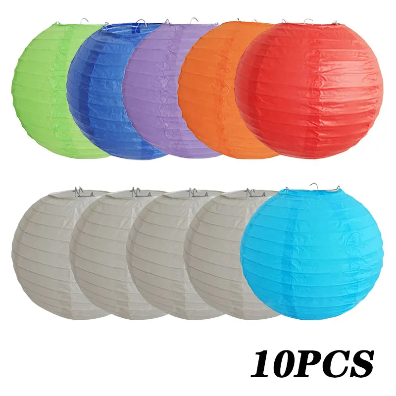 10pcs-4-White-and-6-Random-Color-Paper-Lanterns-Holiday-Hanging-Paper ...