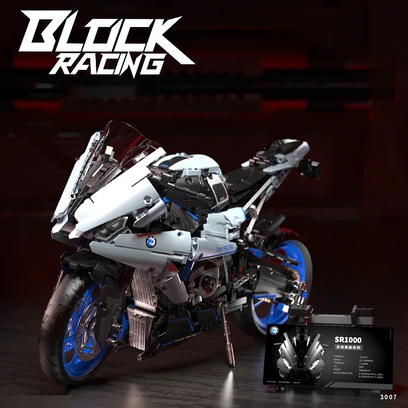 New-T3007-Motorcycle-Technical-1-5-Model-Building-Blocks-MOC-Racing-Car ...