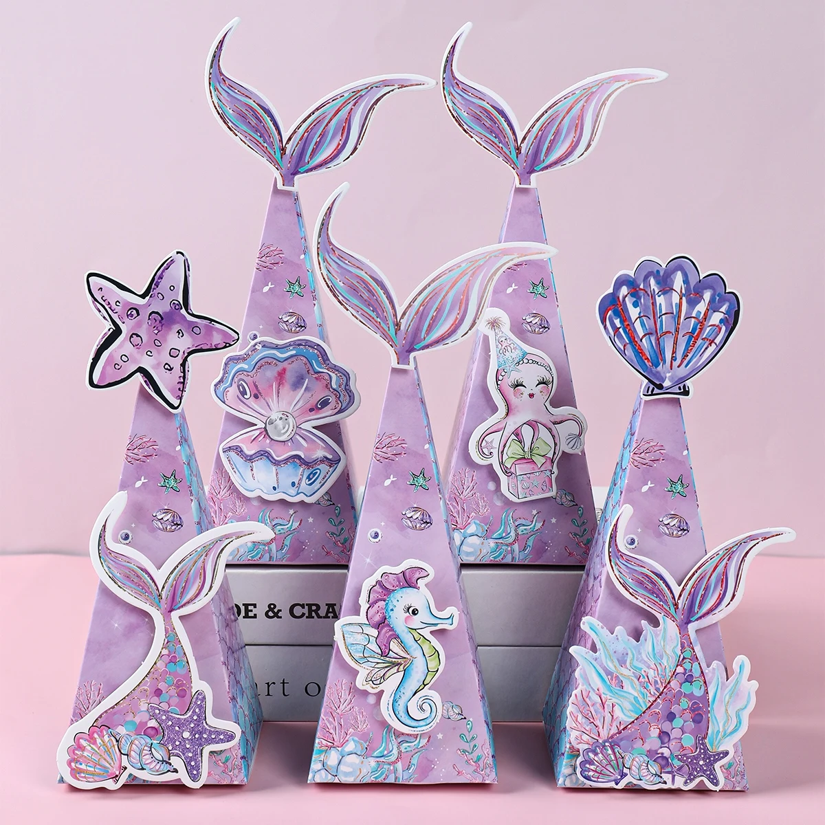 Mermaid-Triangle-Candy-Box-Roxo-Birthday-Gift-Box-Kids-Happy-Party-Supplies-Embalagem-Box ...