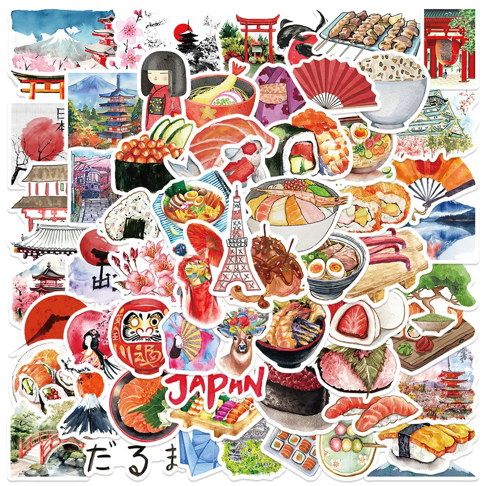 10-64PCS-Cute-Japanese-Themed-Travel-Stickers-Aesthetic-Painting ...