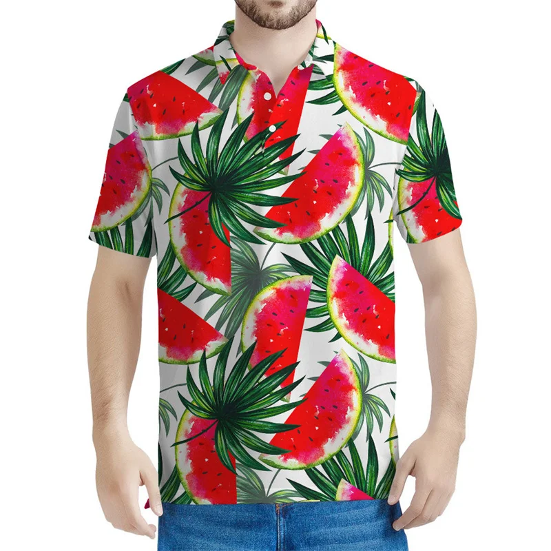 Colorful Watermelon Pattern Polo Shirt Men Women Summer Harajuku Short ...