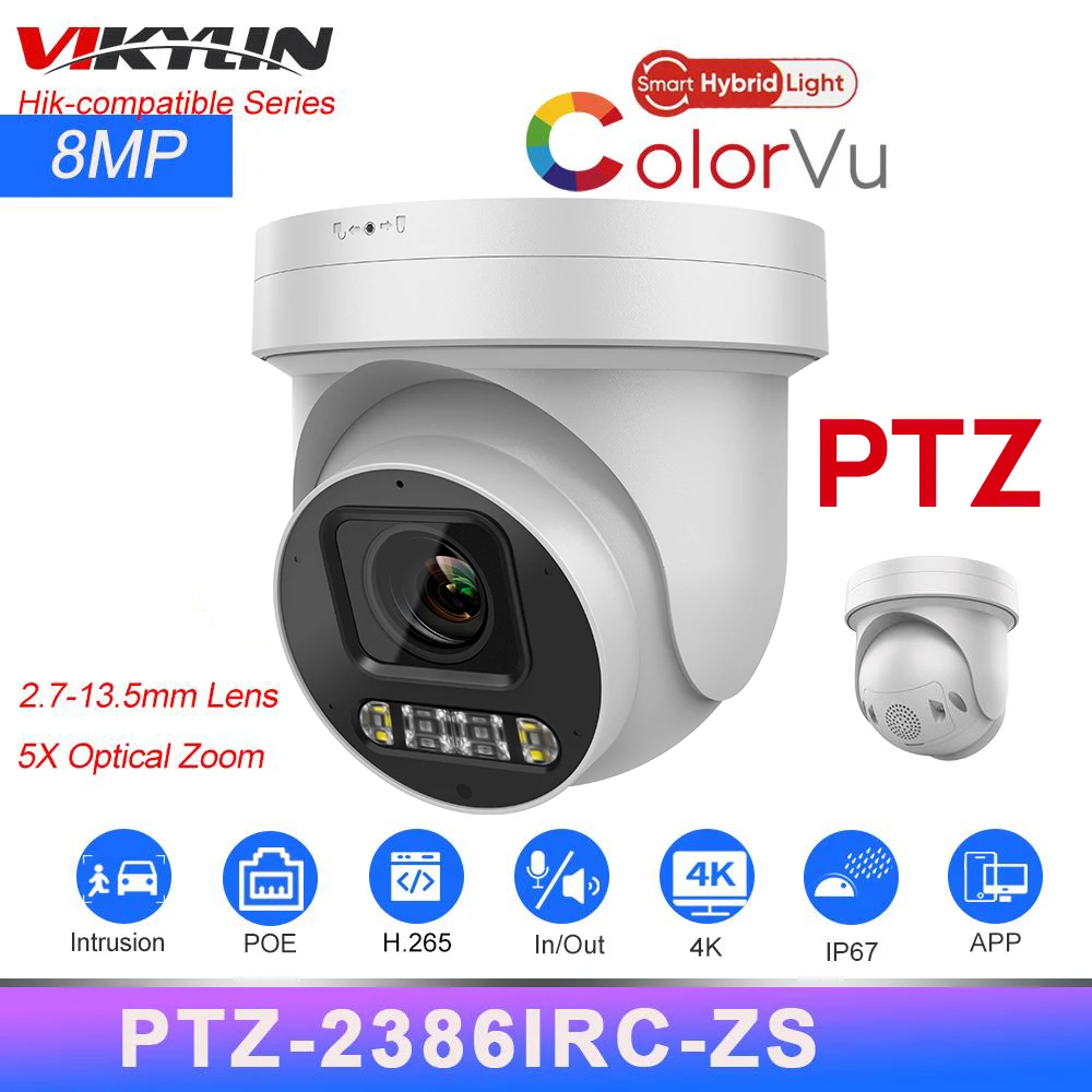 Hikvision-Compatible-8MP-ColorVu-PTZ-IP-Camera-5X-Zoom-PoE-2-way-Audio ...