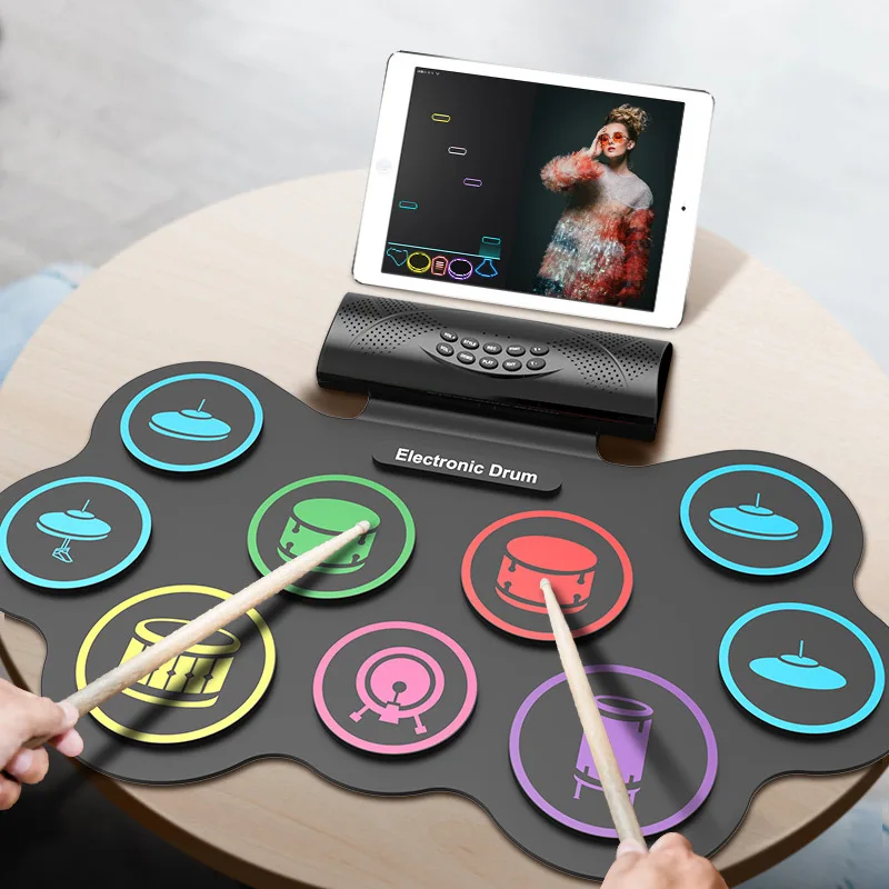 Digital-Electronic-Drum-Set-USB-Roll-Up-Silicon-Drums-Pad-Compact-Size ...