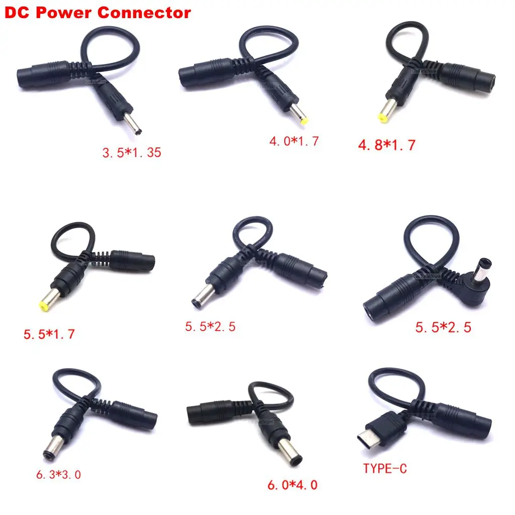 암 잭 플러그 커넥터 DC 3.5*1.35mm 4.0*1.7mm 4.8*1.7mm 5.5*1.7mm C 타입 수 전원 케이블 어댑터, DC 5.5X 2.1mm, 1 개 ...