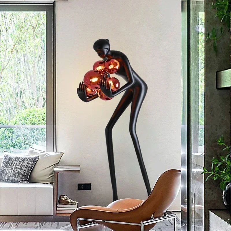 Human-sculpture-floor-lamp-humanoid-ornament-character-female-porch ...