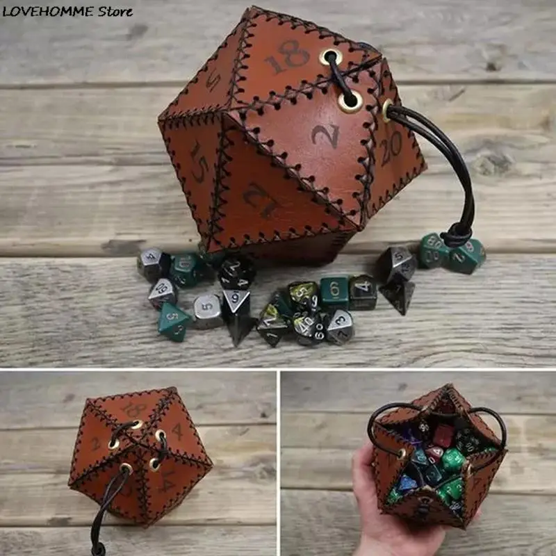 New Leather D20 Dice Bag Polygonal Dice Storage Boxes Reinforced ...