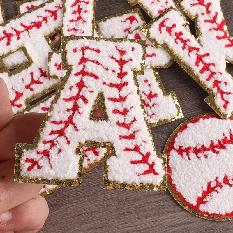 Baseball-Chenille-Letters-Patches-Sequins-Edge-Towel-Embroidered-Iron-on-Felt-Alphabet-Heat ...