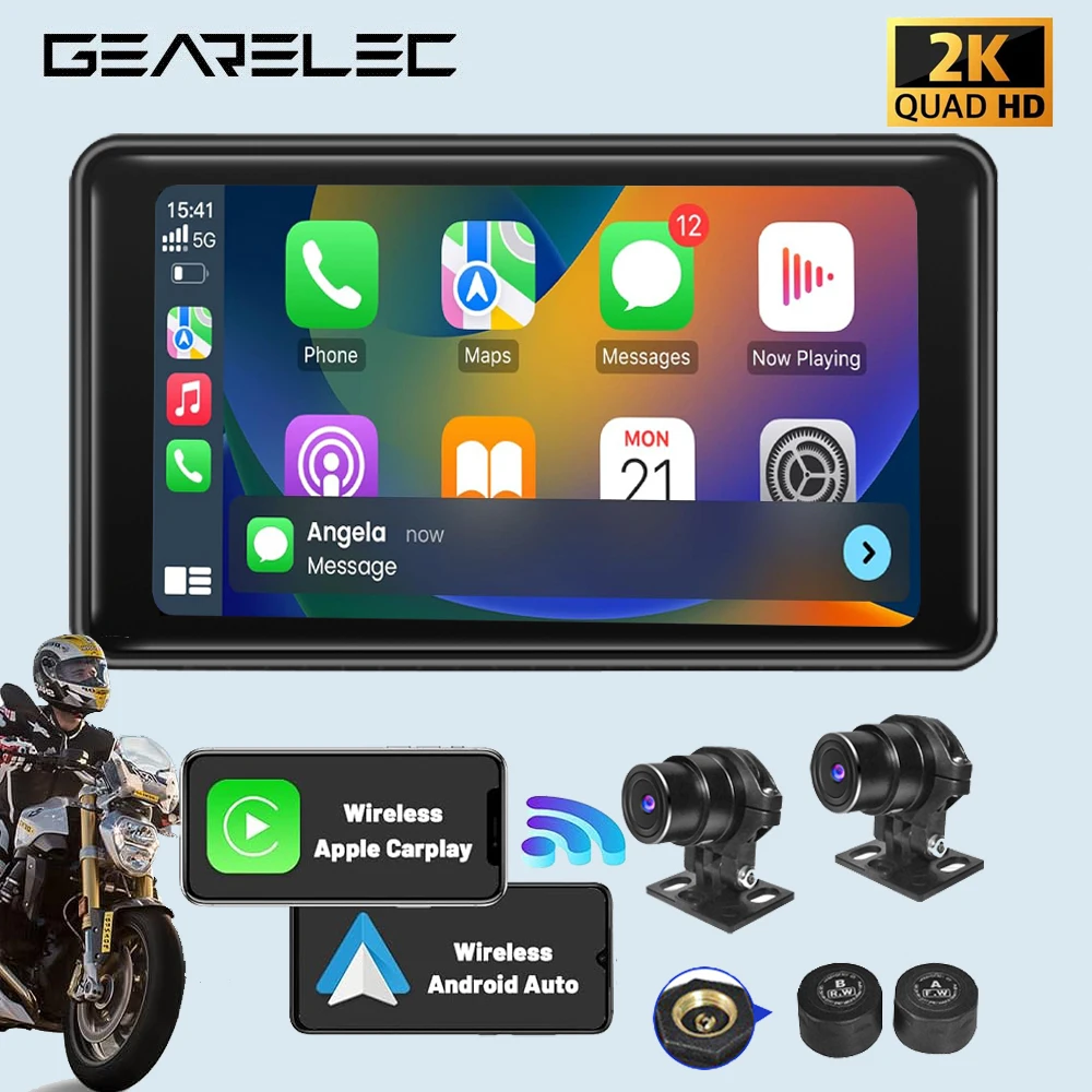 Motorcycle-DVR-Wireless-Carplay-Android-Auto-TPMS-Dual-HD-2K-Cameras ...