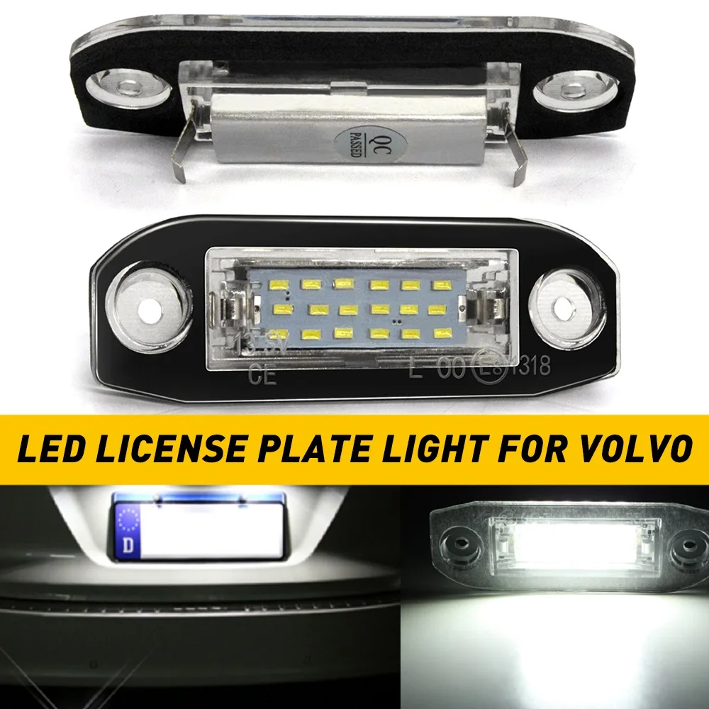 2Pcs 18 SMD CANBUS White LED License Number Plate Light For Volvo XC60 ...