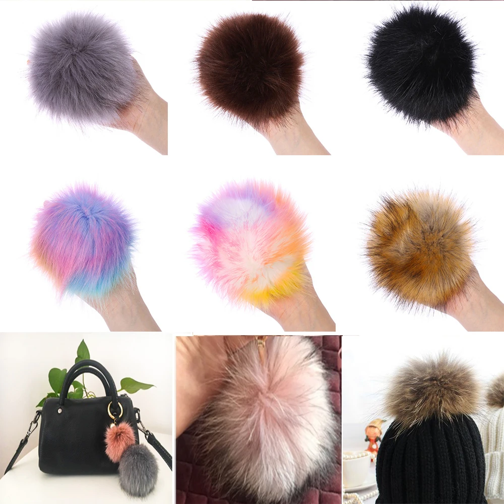 5cm Imitation Fox Hair Ball Women Hat Fur Pom Poms For Hats Caps Big ...