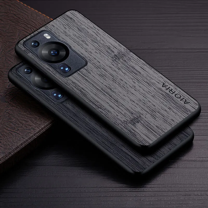 Case-for-Huawei-P60-Pro-P60-funda-bamboo-wood-pattern-Leather-phone ...