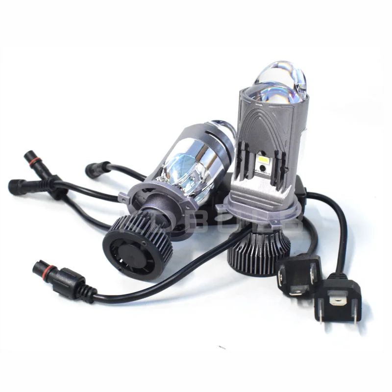 New 30000LM H4 Mini Projector Lens 6000K Super Bright High Low Beam Car ...