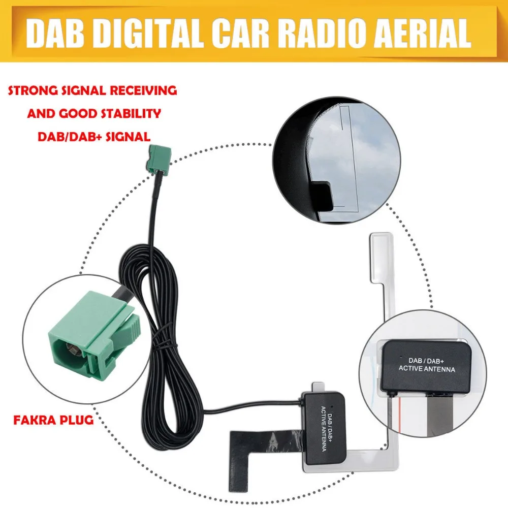 Pro-DAB-Digital-Car-Radio-Aerial-Antenna-Glass-Mount-FAKRA-Plug-with-3m ...