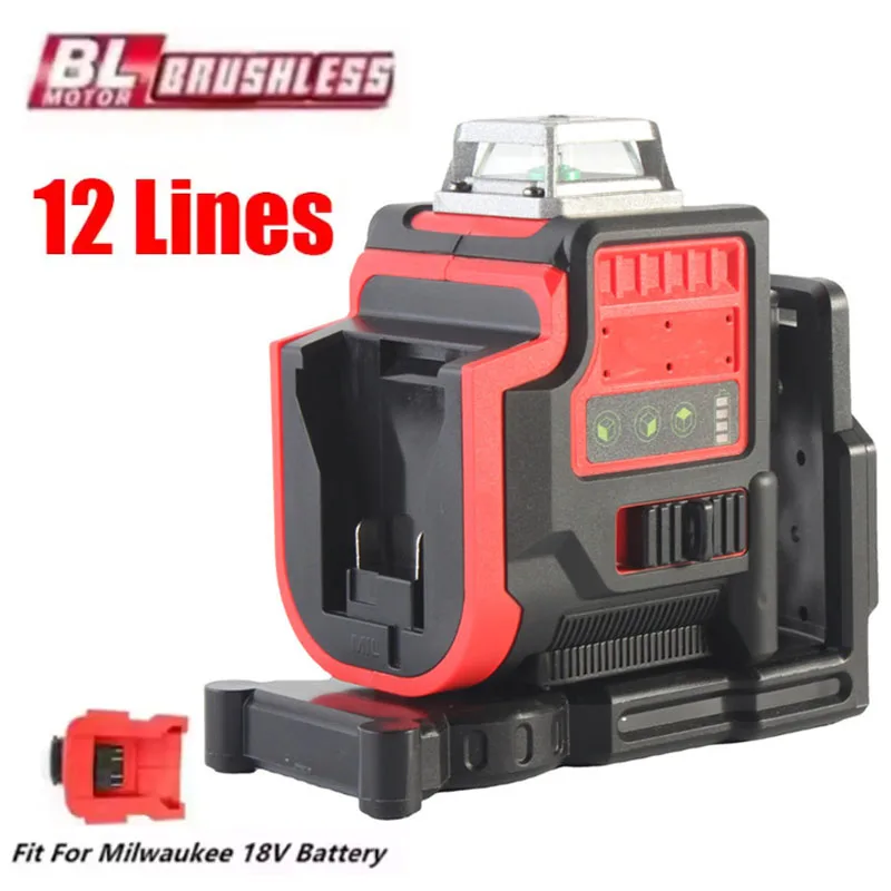 For Milwaukee 18V Battery Laser Level 12 Lines 3D Horizontal & Vertical ...