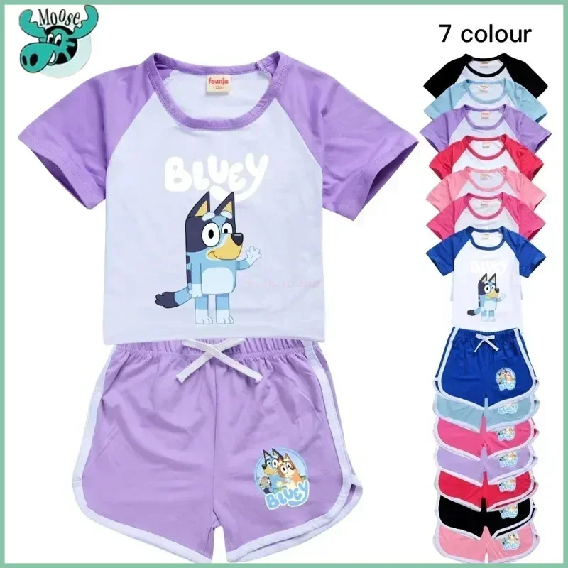 New-Bluey-Girls-Set-Suit-Summer-Costumes-New-Fashion-Kids-Cartoon ...