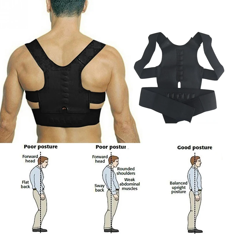 Magnetic Posture Corrector Back Shoulder Straighter Brace Belt ...