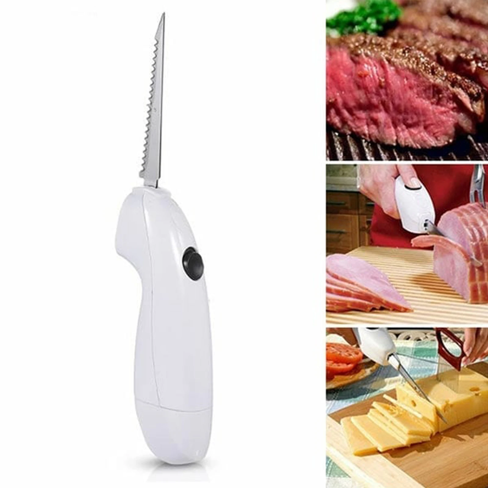 Faca elétrica Aço Inoxidável Sem Fio Branco Cozinha Ferramenta faca ...