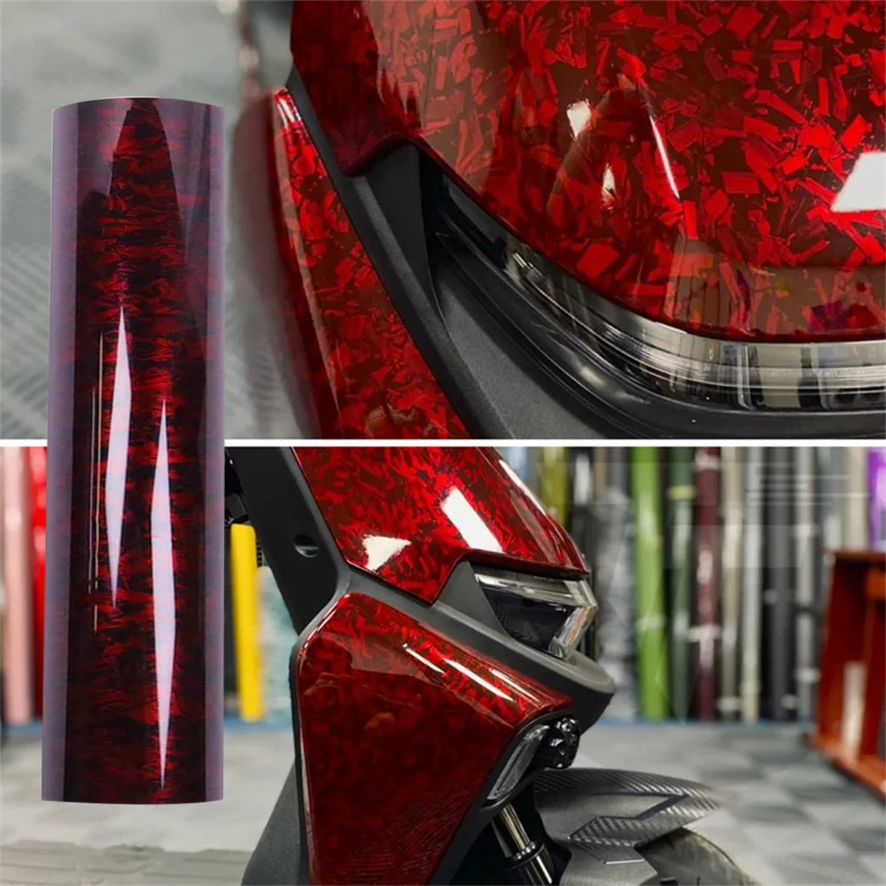 Carbon-Fiber-Vinyl-Wrap-Film-Black-Red-Car-Sticker-Self-Adhesive-Car ...
