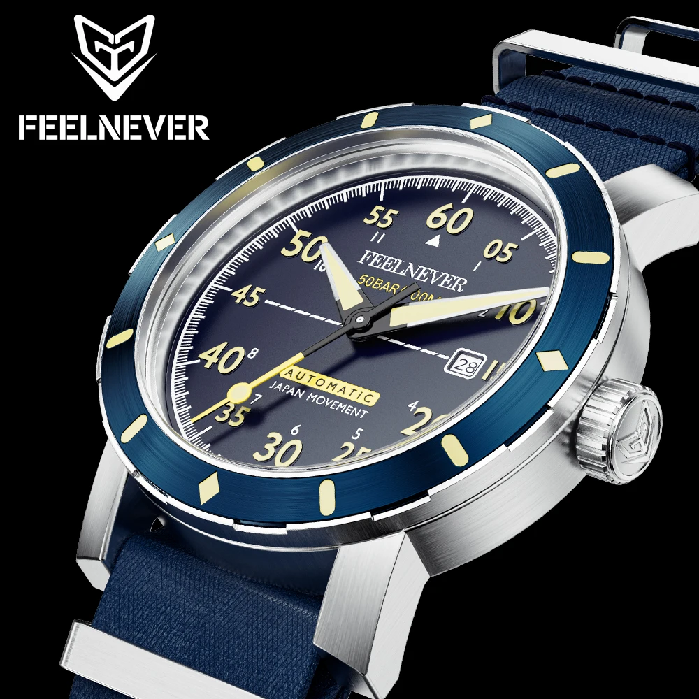 FEELNEVER-45MM-Chanllenger-Men-Automatic-Mechanice-Watches-500M-Diving ...