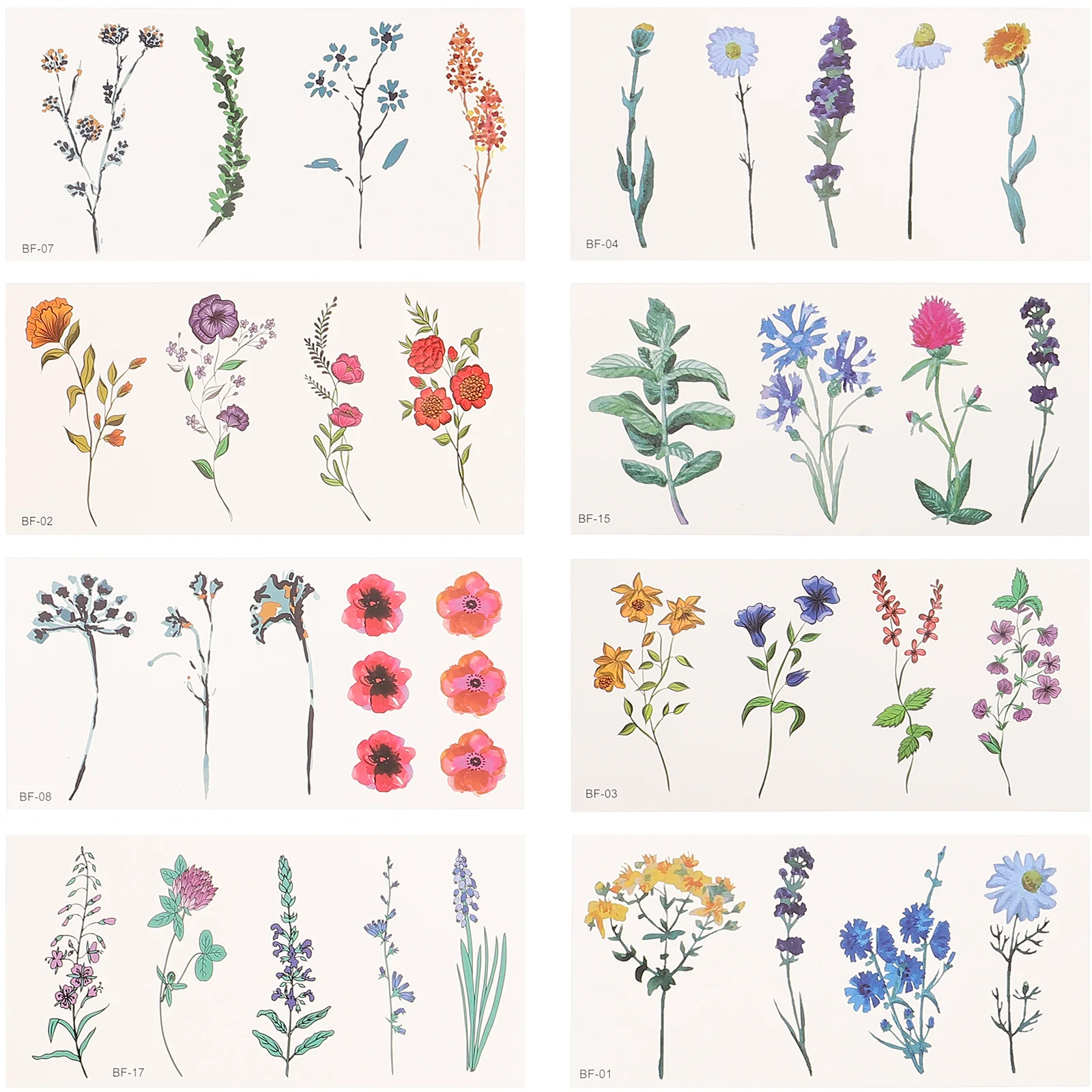 8 Sheets Your Plant Flower Temporary Tattoos Sticker Body Stickers ...