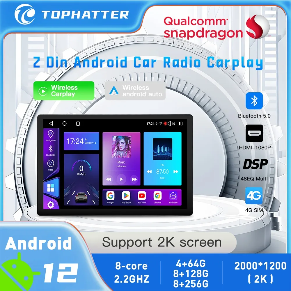 Tophatter-13-3inch-Android-car-radio-FQualcomm-Snapdragon-610-Carplay ...