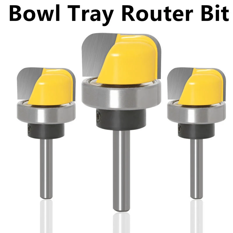 6.35mm Shank Bowl Tray Template wood router bit 1/4 Set Two Flute ...