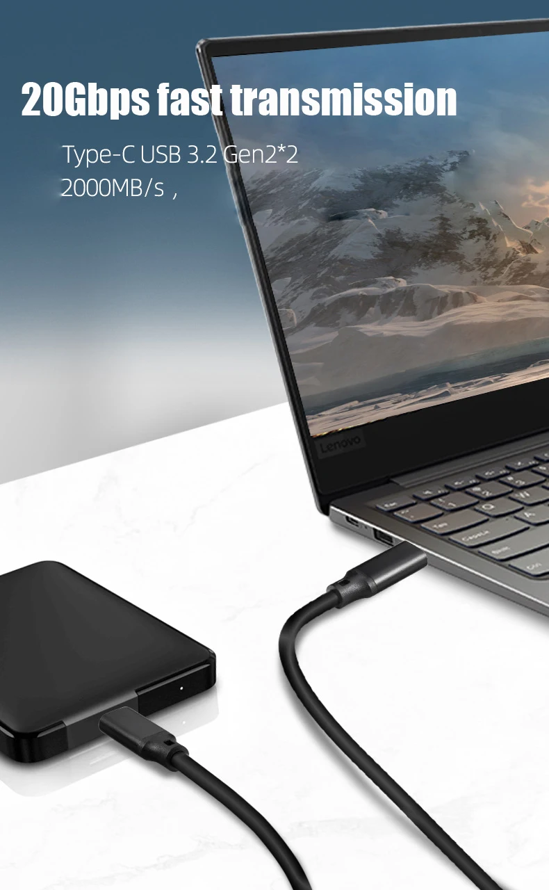 3M 100W 5A USB3.20 Type-c vers type-c Mâle à mâle Câble De Données De Remplissage Rapide Pour ...