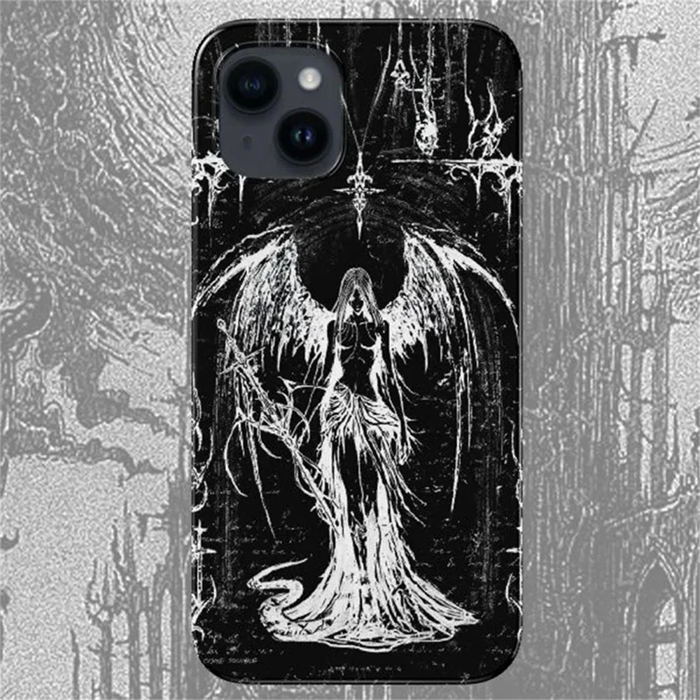 Dark Retro Punk Angel Cool Funny Case For iPhone 15 14 13 Pro Max 11 12 ...