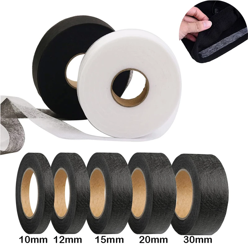 64Meters-Black-White-Double-sided-Interlining-Adhesive-Fabric-Clothes-Iron-On-Hem-Tape ...