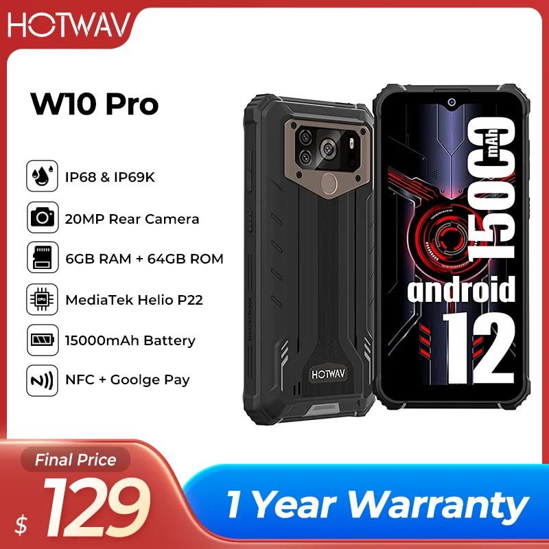 HOTWAV-W10-Pro-Rugged-Phones-IP68-Waterproof-P22-Android-12-Cellphone ...