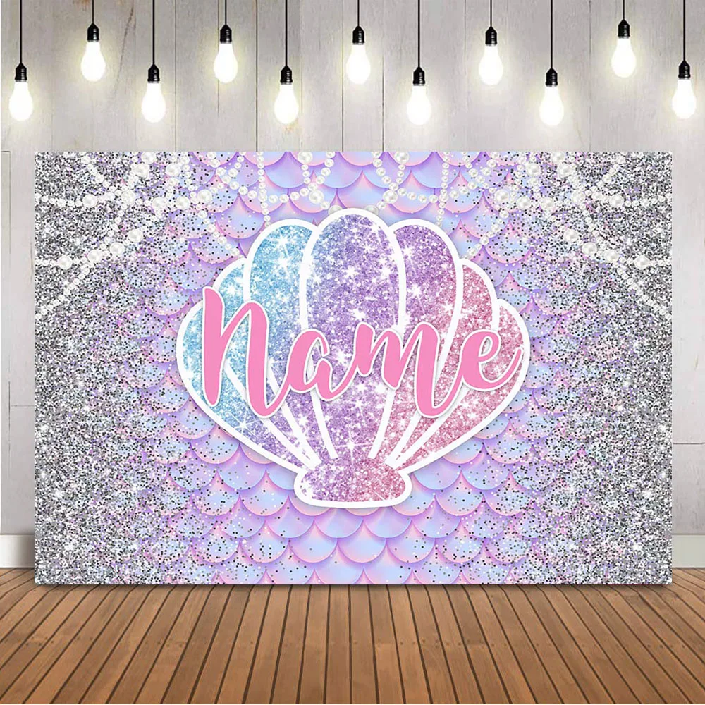 Glitter-Mermaid-Birthday-Theme-Backdrop-Little-Princess-Girls-Newborn ...
