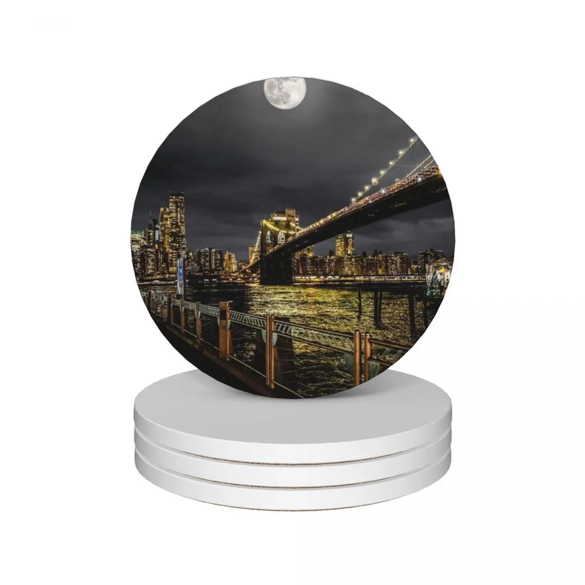 Brooklyn-Bridge-by-Moonlight-Ceramic-Coasters-Set-of-4-teapot-mat-Tea ...