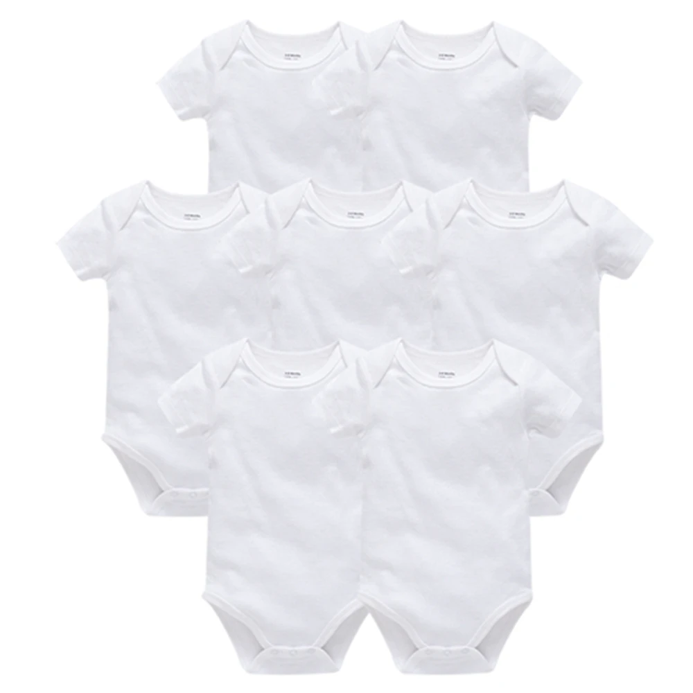 2025 Solid White Baby Clothes Short Sleeve Cotton Baby Girls Boys ...