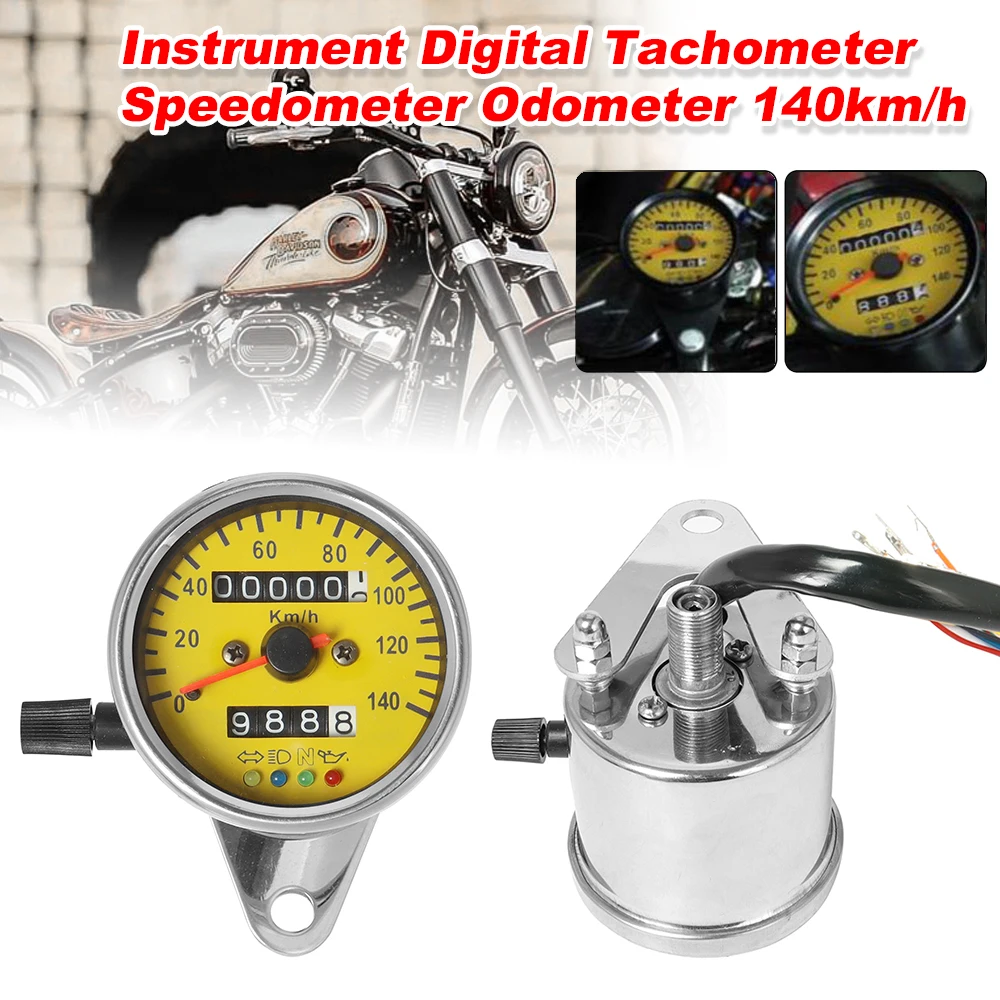 Universal-60mm-Motorcycle-Odometer-Speedometer-Gauge-with-Indicator-LED ...