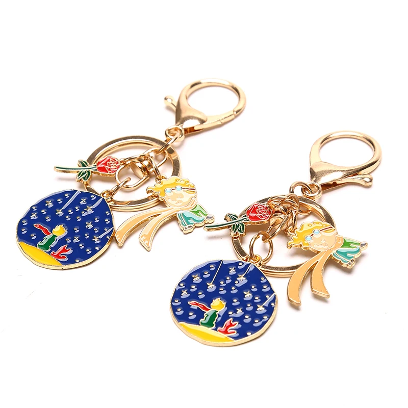 Fashion-Metal-Rose-Keychains-Starry-Little-Prince-Keyring-Creative-Boy ...
