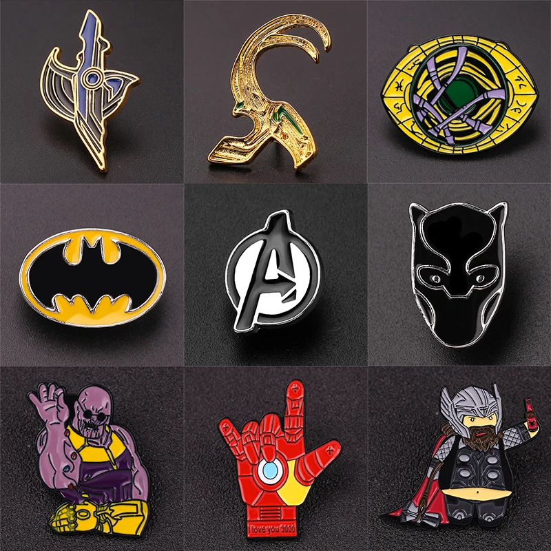 Marvel-Superhero-Collection-Brooch-Loki-Thanos-Iron-Man-Black-Panther ...