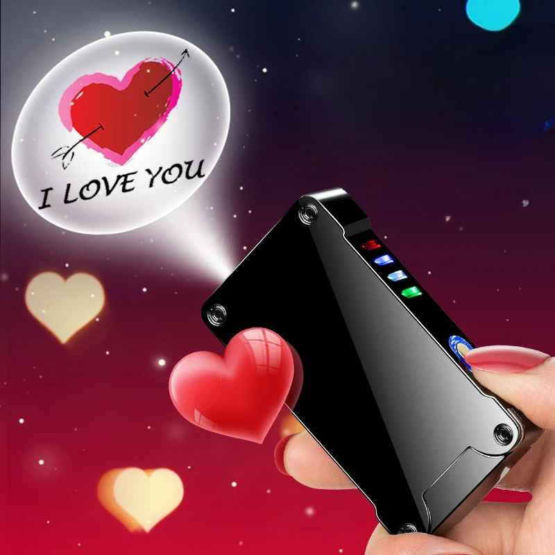 New-Metal-Love-Projection-USB-Charging-Lighter-Creative-Double-Arc ...