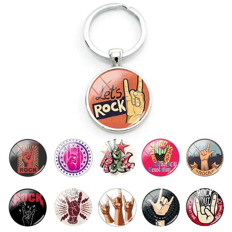 TAFREE-Rock-Band-Metal-Keychains-Rock-And-Roll-Cool-Gesture-Pictures ...