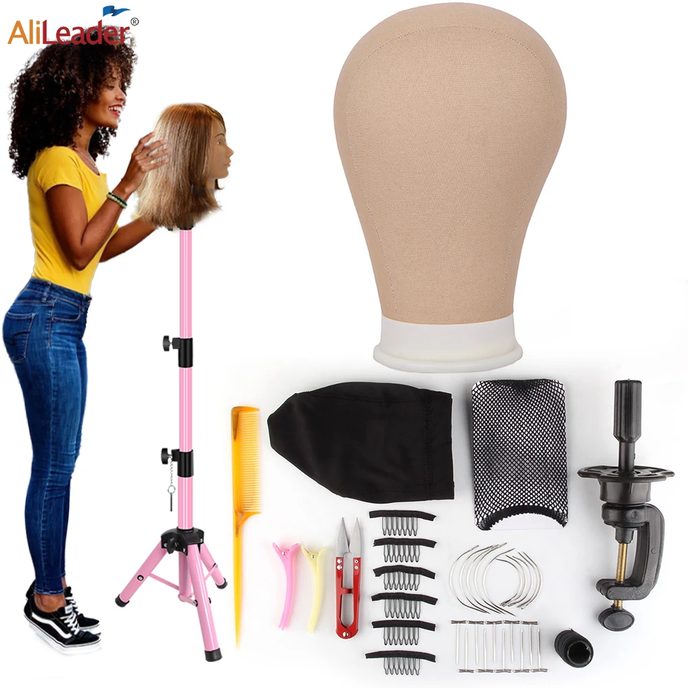 Alileader-Metal-Stand-Tripod-Professional-Wig-Making-Canvas-Head-Kit ...