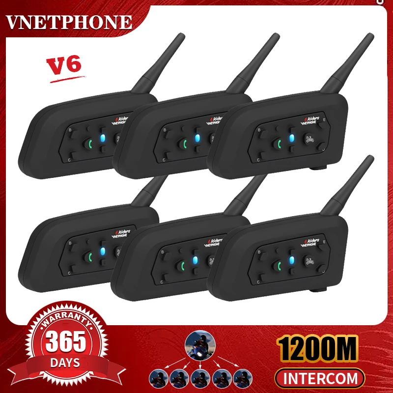 6Pcs-Vnetphone-V6-Motorcycle-Intercom-Headset-1200M-Full-Duplex-Talking ...
