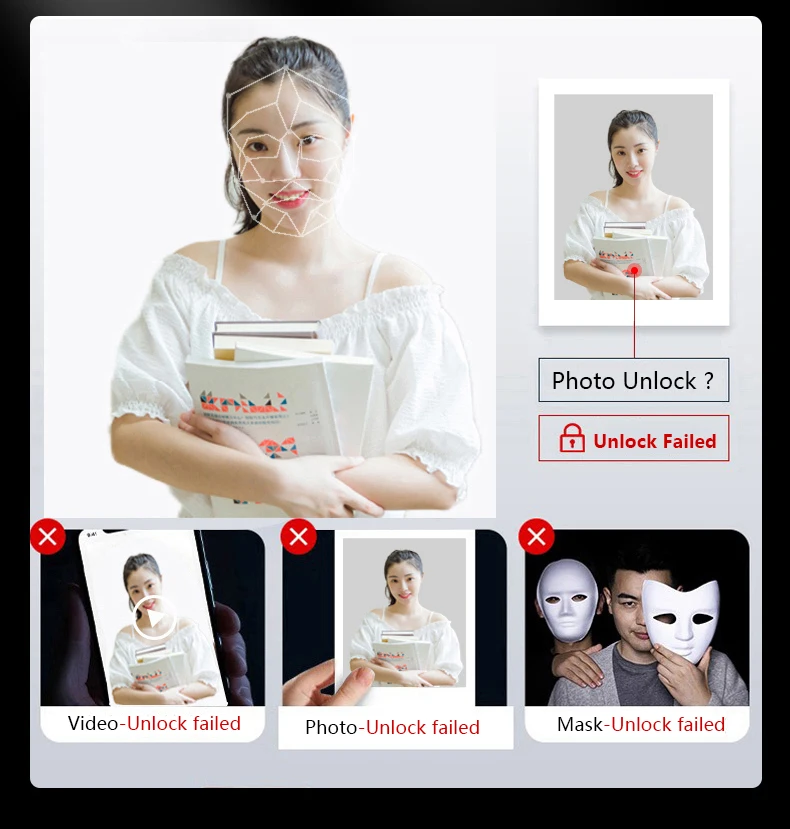 Glass Door Lock FS1 TT Lock 3D Face Recognition Smart Lock With Half-circle Hook Biometric ...