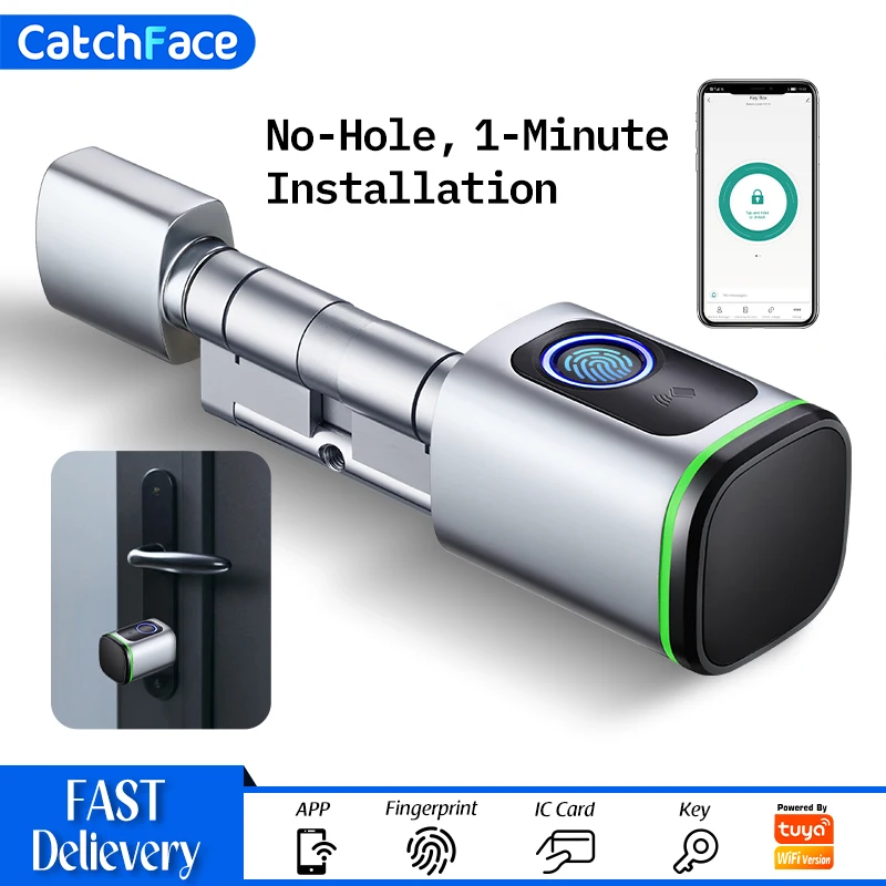 Euro-Tuya-TTLock-APP-Fingerprint-RFID-Card-DIY-Cylinder-Lock-Biometric ...