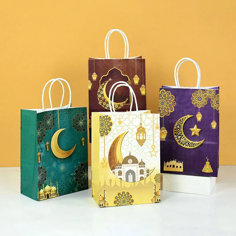 Bolsa-de-regalo-Eid-Mubarak-de-4-piezas-embalaje-de-papel-Kraft-de ...