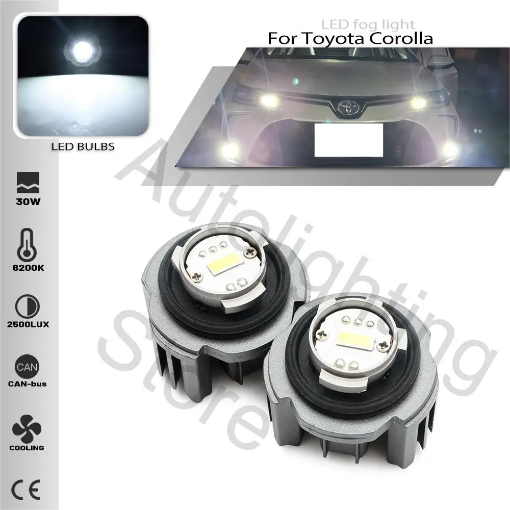 2pcs-LED-L1B-front-fog-Light-bulb-white-amber-For-2019-Toyota-Corolla ...