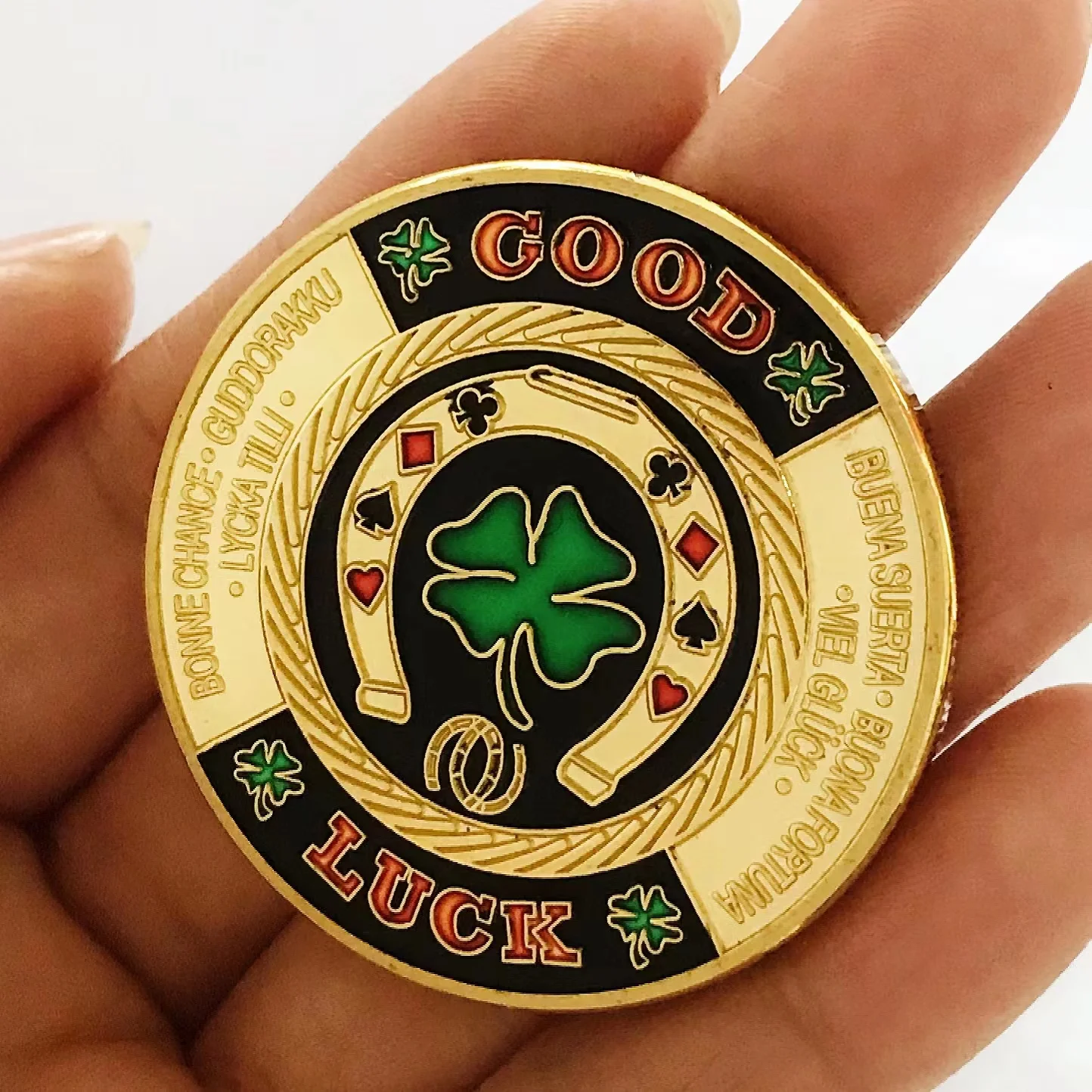 Gold-Green-Clover-Good-Luck-Challenge-Coin-Fashion-Poker-Card-Guard ...