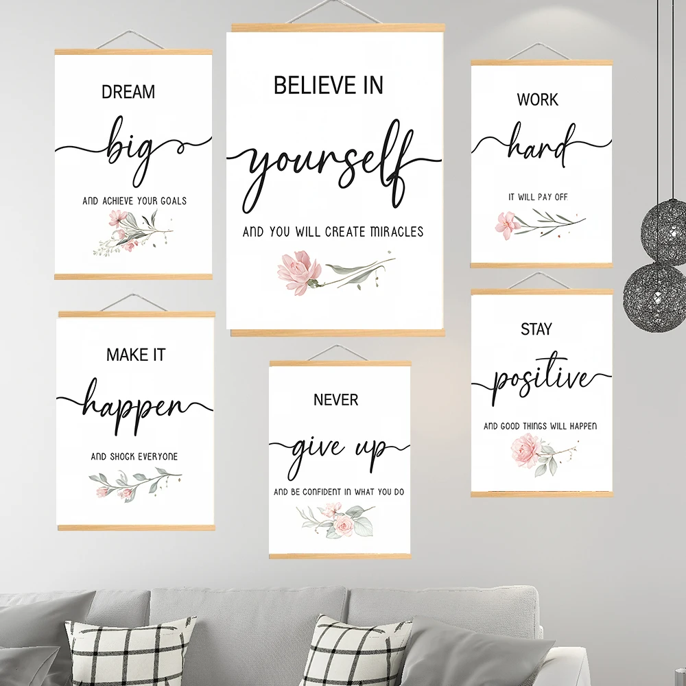Inspirational Quotes Canvas Hanging Picture Wall Art Posters Positive ...