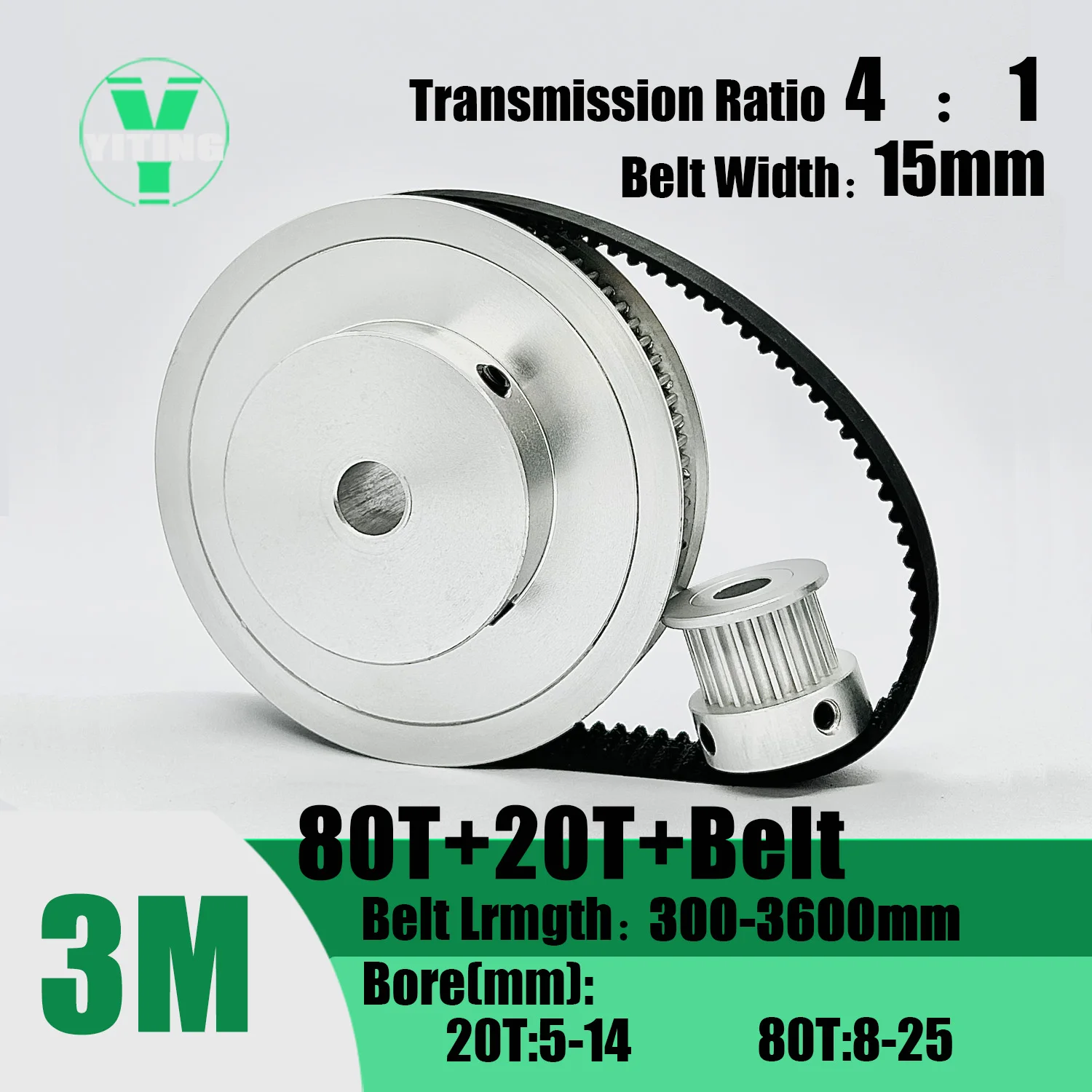 HTD3M-20T-80Teeth-Timing-Pulley-Belt-Set-Belt-Width-15mm-Bore-5-25mm ...